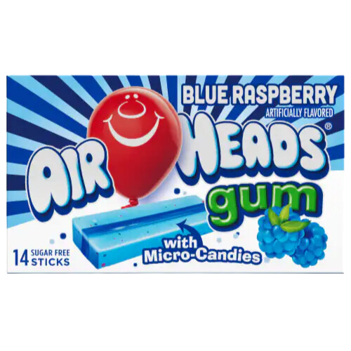 Airheads Blue Raspberry Chewing Gum 12X34G (1.185Oz) – Mazovia Brands